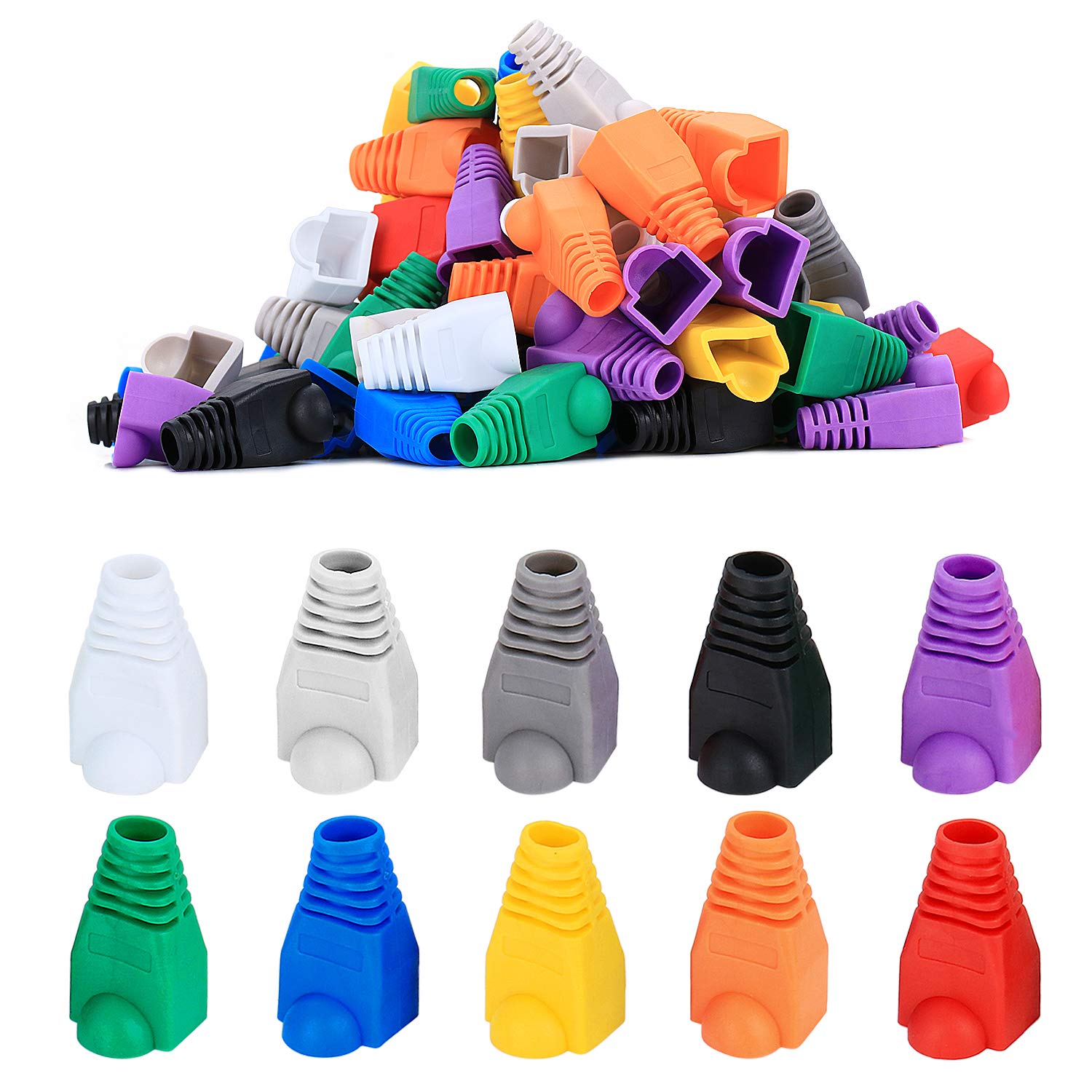 CAT 6 RJ45 Connector Strain Relief Rubber Boots Cover Network LAN ...